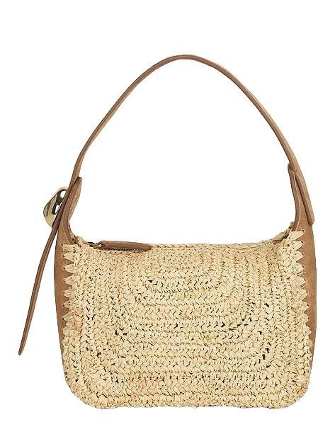 Madewell Raffia And Suede Handheld Bag - Aged Cognac Multi
