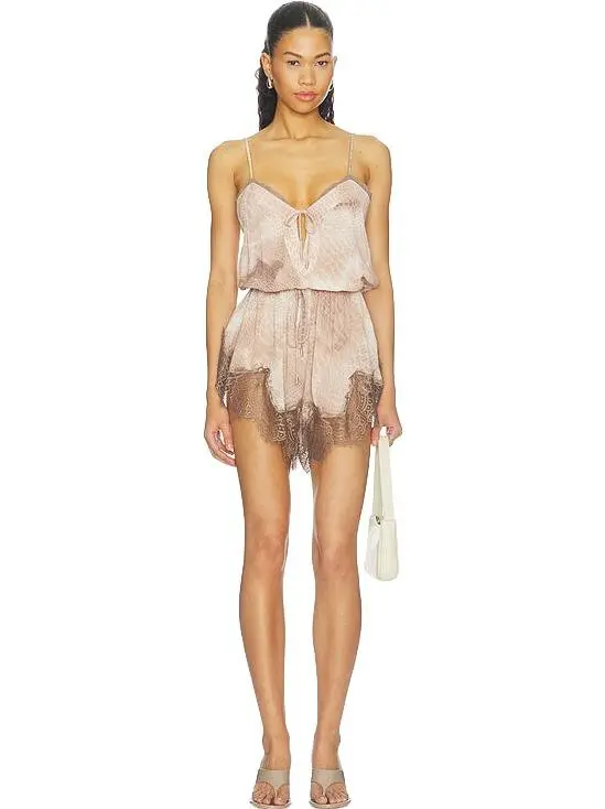 AFRM Buckley Dress With Lace Trim - Dune Snake
