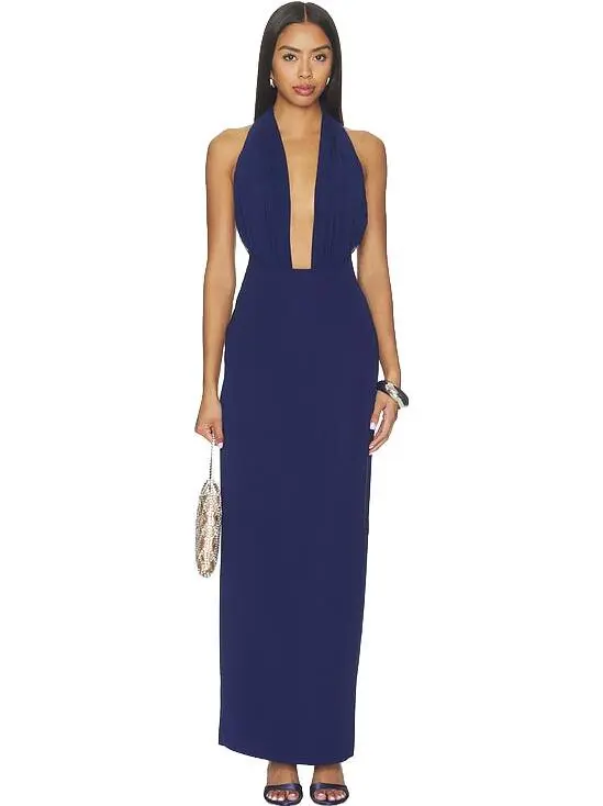 Misha Collection Capezza Silk Dress - Deep Blue