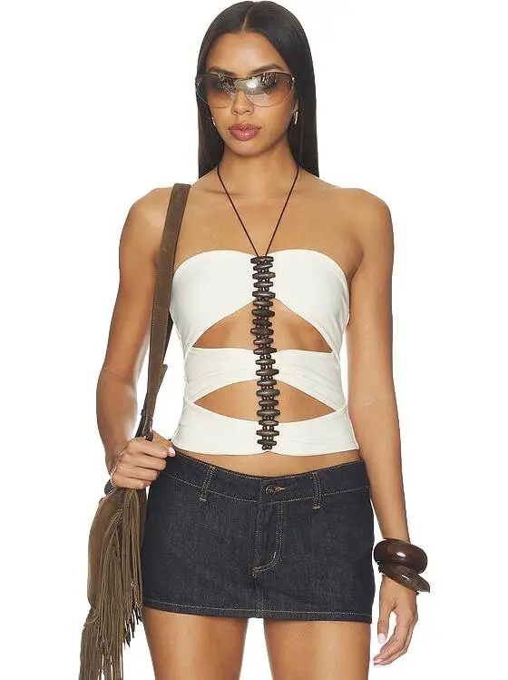 I.AM.GIA Halterneck Top With Cut-out Detailing - Cream