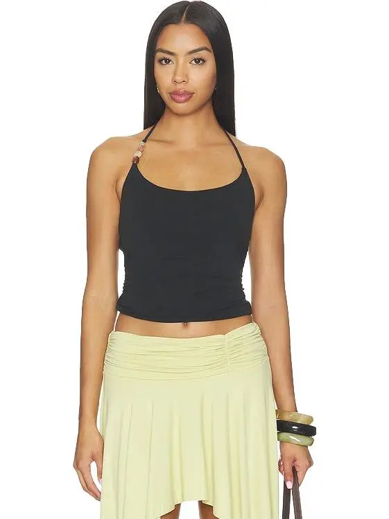 Free People Toni Beaded Halterneck Tank - Black