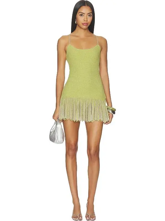 JADED LONDON Knit Dress With Contrast Mesh Skirt - Green