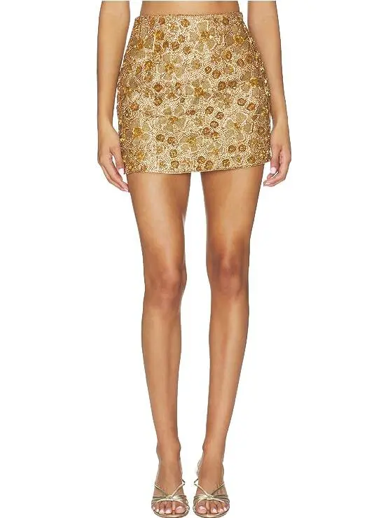 LA FUORI Gilded Honeycomb Mini Skirt - Gold