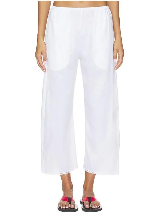 LESET Yoko Lace Crop Pant - White