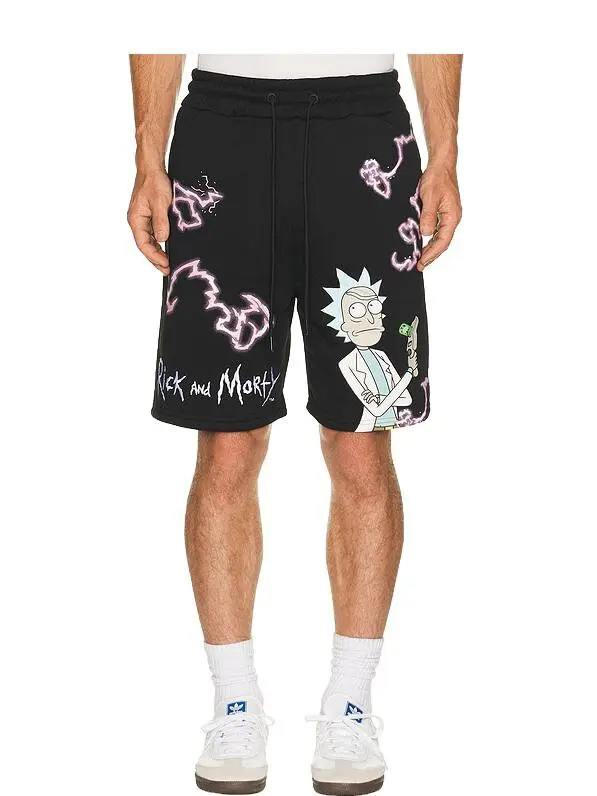 REASON Rick And Morty Graphic Fleece Shorts - Black