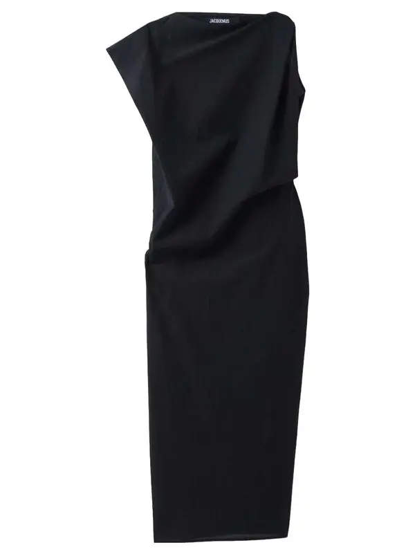 SELF-PORTRAIT Draped Off-the-shoulder Midi Dress - Black