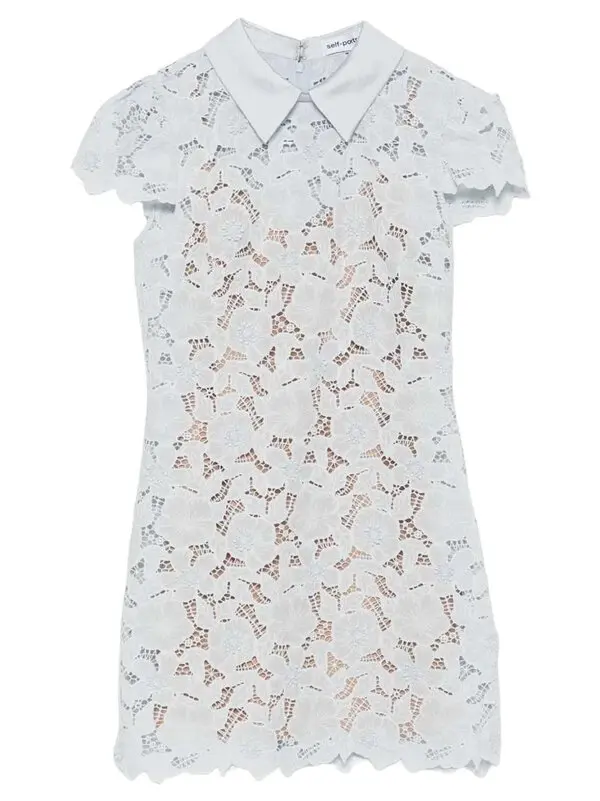 SELF-PORTRAIT Floral Lace Mini Dress - Blue