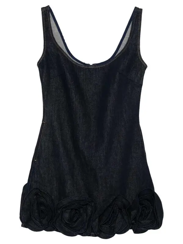 SELF-PORTRAIT Short Dress With Floral Appliqu - Blue