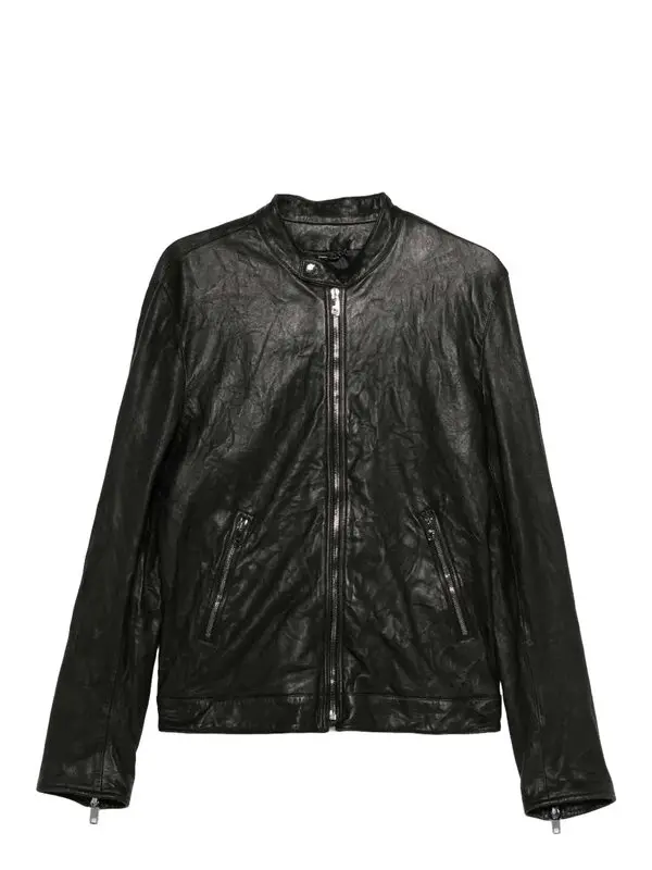 Dolce & Gabbana Lambskin Leather Zip-up Jacket - Black