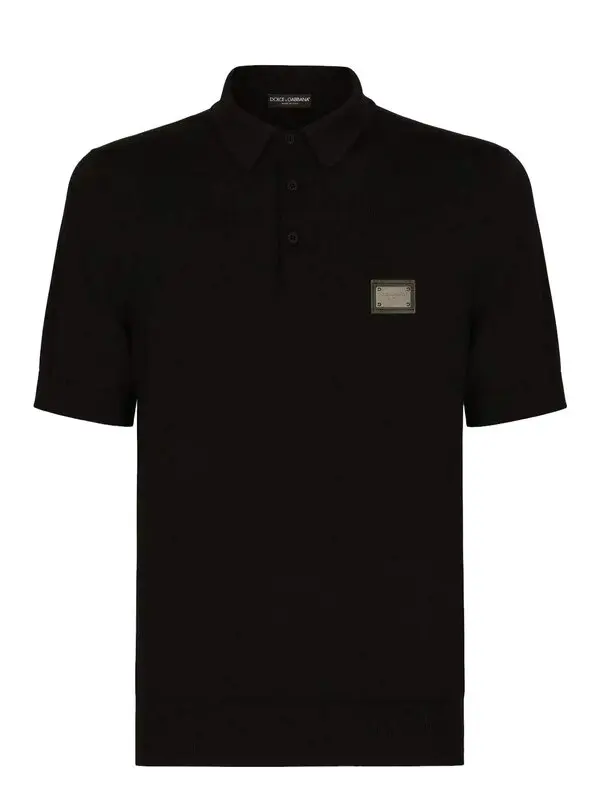 Dolce & Gabbana Virgin Wool Polo With Logo - Black