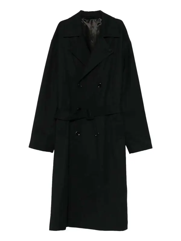 LARDINI Double-breasted Belted Coat - Black