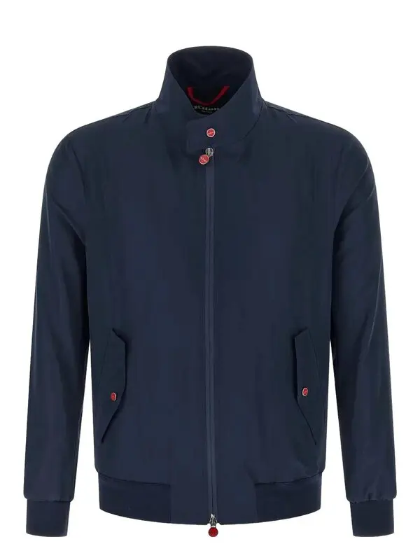 Kiton Cima Jacket With Mandarin Collar - Blue
