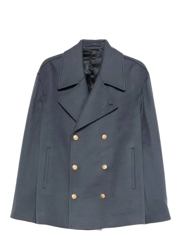 Brunello Cucinelli Lardini Double-breasted Coat With Gold Buttons - Blue