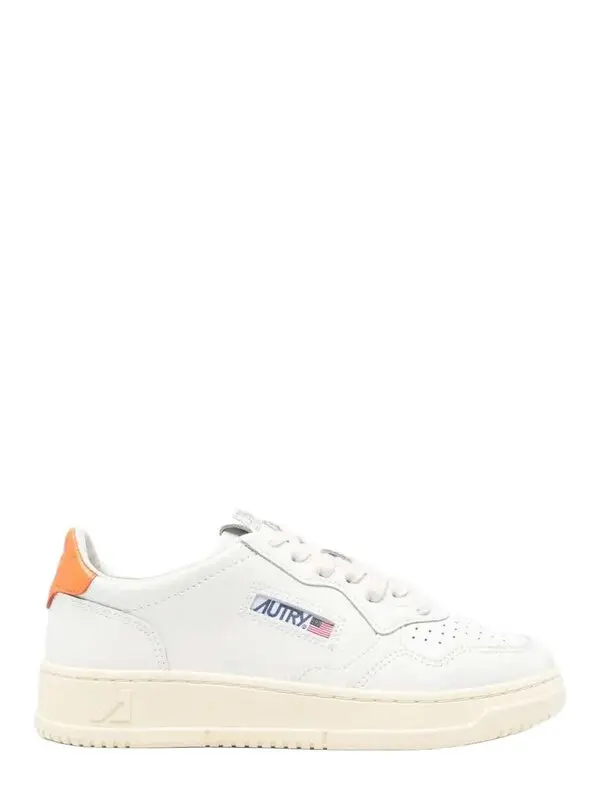 AUTRY Lace Up Perforated Logo Detail Sneakers - White