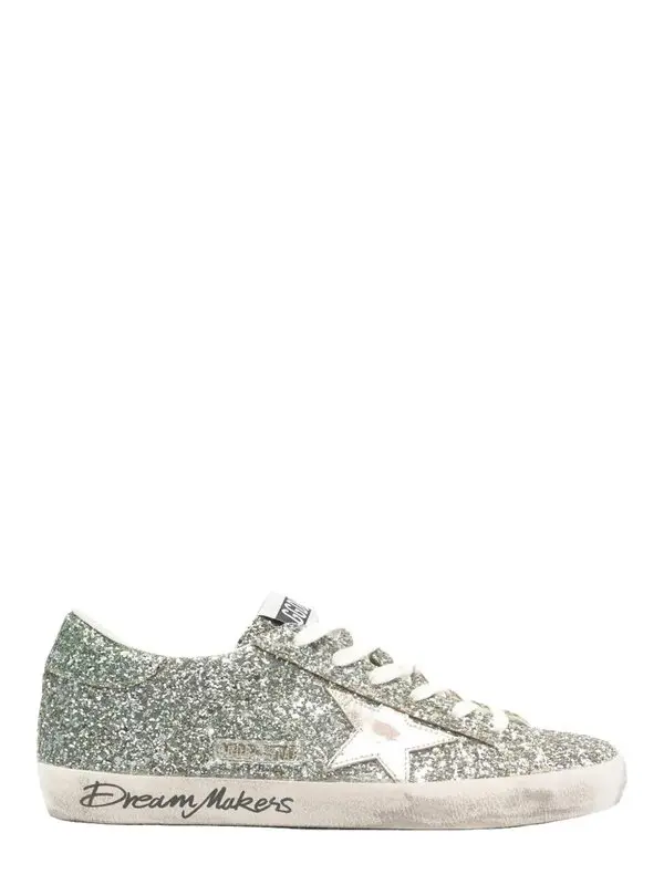 GOLDEN GOOSE Glitter Star Appliqué Lace-up Sneakers - Metallic