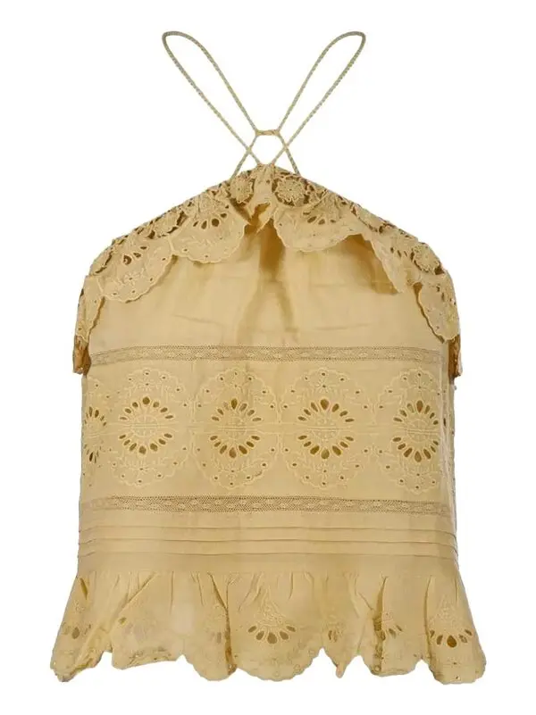 MAISON MARGIELA Sleeveless Ruffled Top - Brown