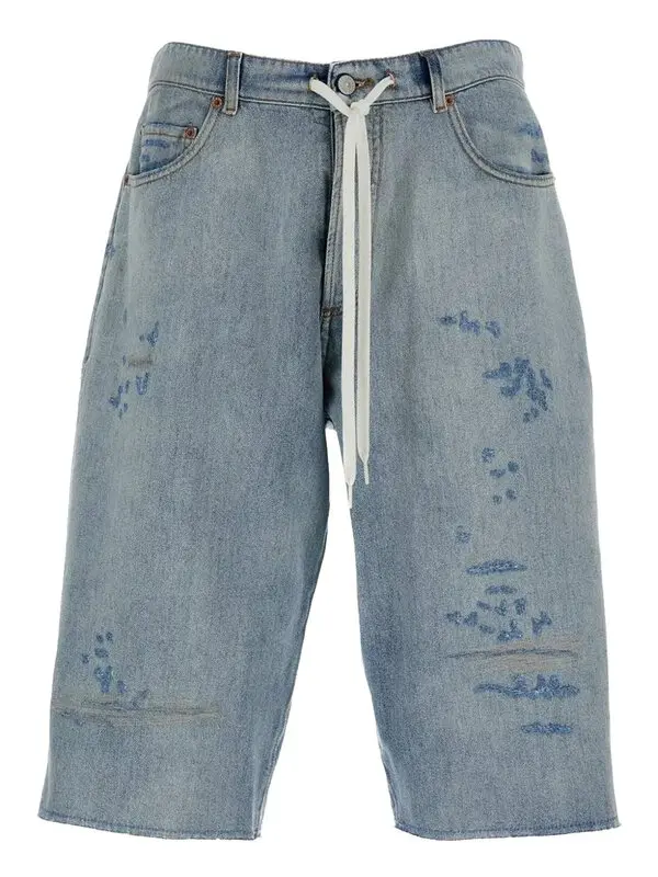 MAISON MARGIELA Bermuda Shorts With Logo Appliqu - Blue