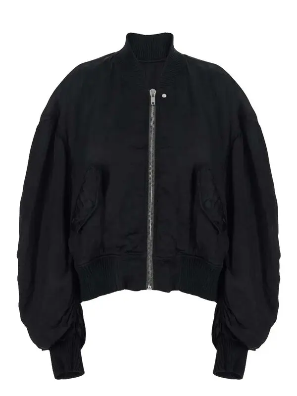 Rick Owens Ruffled Bomber Jacket - Black