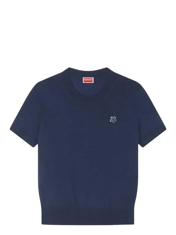 Kenzo Boke Flower" Merino Wool Short-sleeve Top - Blue