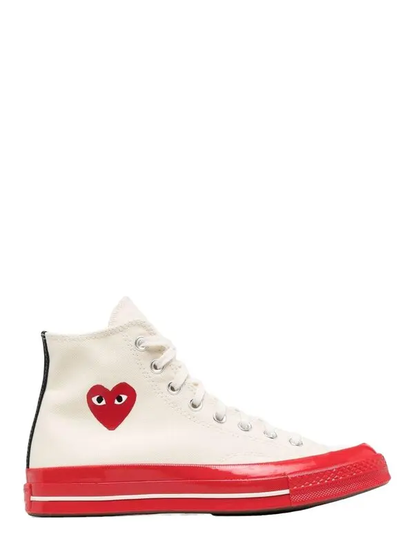 Play Comme Des Garcon Chuck 70 High Top Sneakers With Heart Appliqu - White