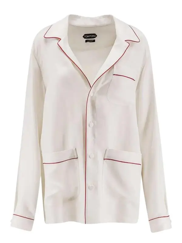 TOM FORD Silk Shirt With Piping Detail - White