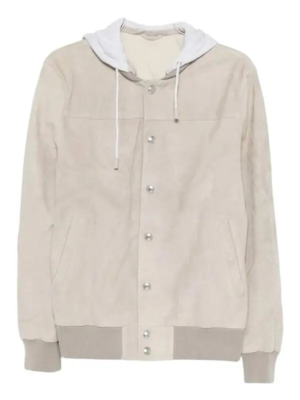 Eleventy Hooded Suede Jacket - Green