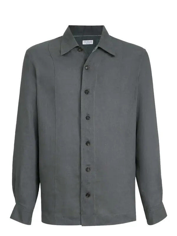 Brunello Cucinelli Spread Collar Shirt - Grey