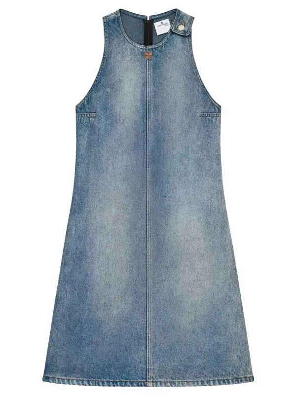 COURREGES Sleeveless A-line Denim Dress - Blue