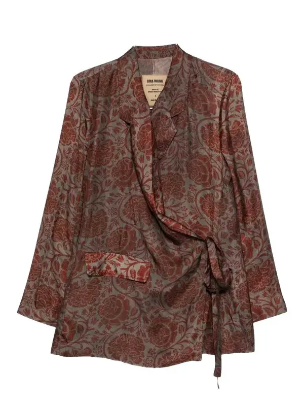 UMA WANG Printed Dragon Jacquard Wrap Jacket - Multi