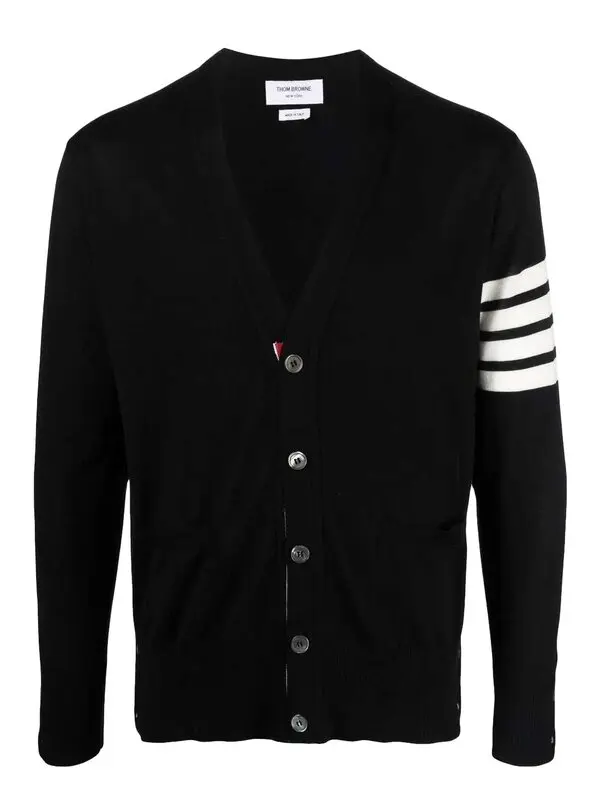 Thom Browne Cardigan With Stripe Detail - Black