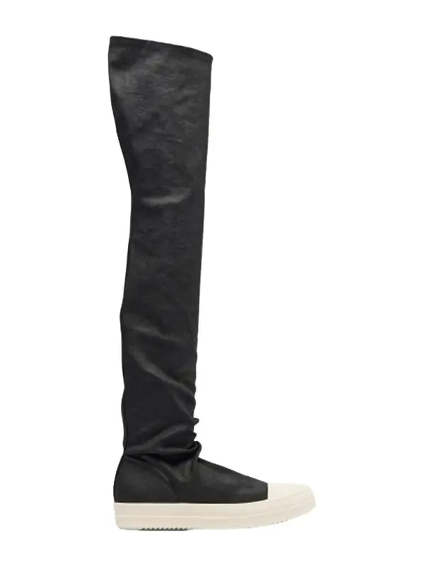 Rick Owens High Sock Denim Boots - Black