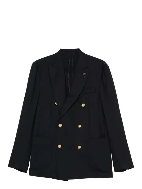 LARDINI Gold-tone Double-breasted Blazer - Blue