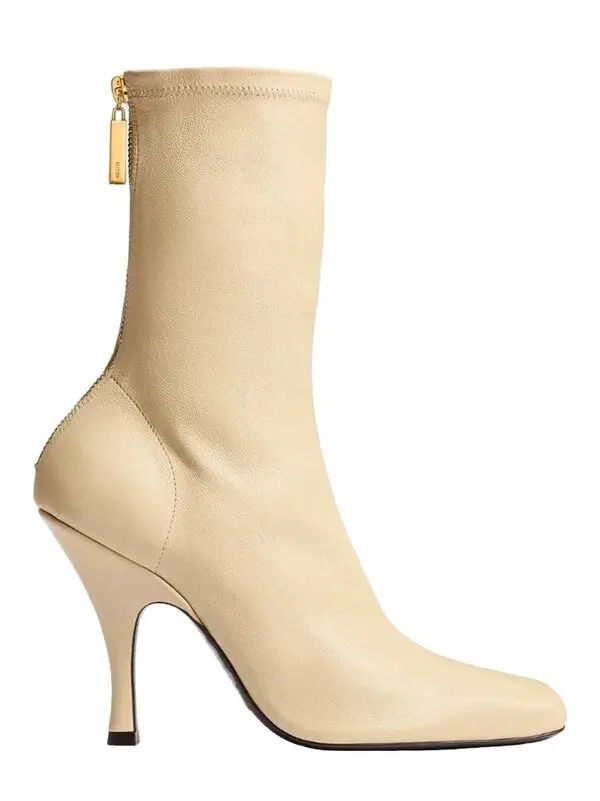 Khaite Eva Mid Calf Boot 100 Zip Up - Brown
