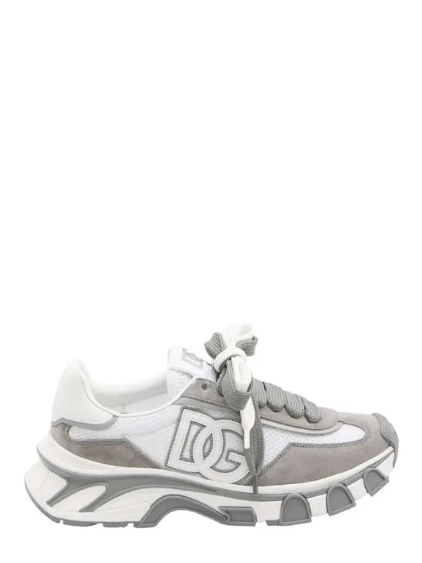 Dolce & Gabbana Nylon And Calfskin Sneakers With Dg Patch - Multi