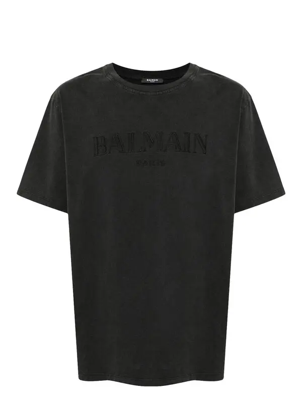 Balmain T-shirt With Vintage Embroidery - Grey