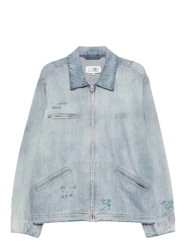 MAISON MARGIELA Denim Jacket With Number Motif - Blue