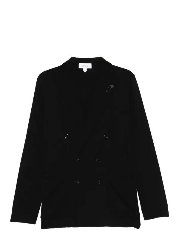 LARDINI Double-breasted Jacket With Patch Pockets - Black