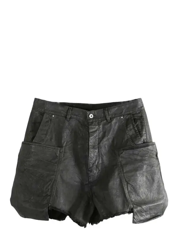 Rick Owens Cargo Shorts With Frayed Hem - Black