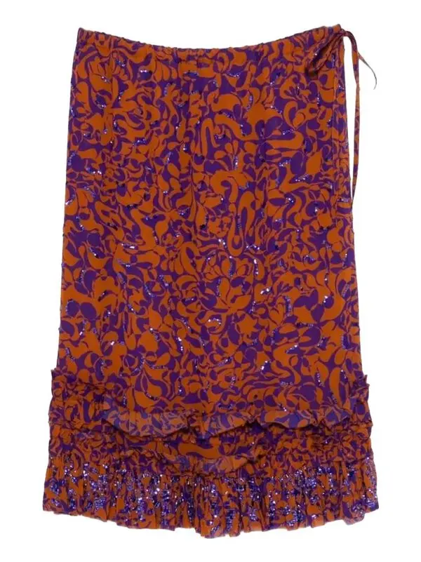Dries Van Noten Embellished Printed Skirt - Multi
