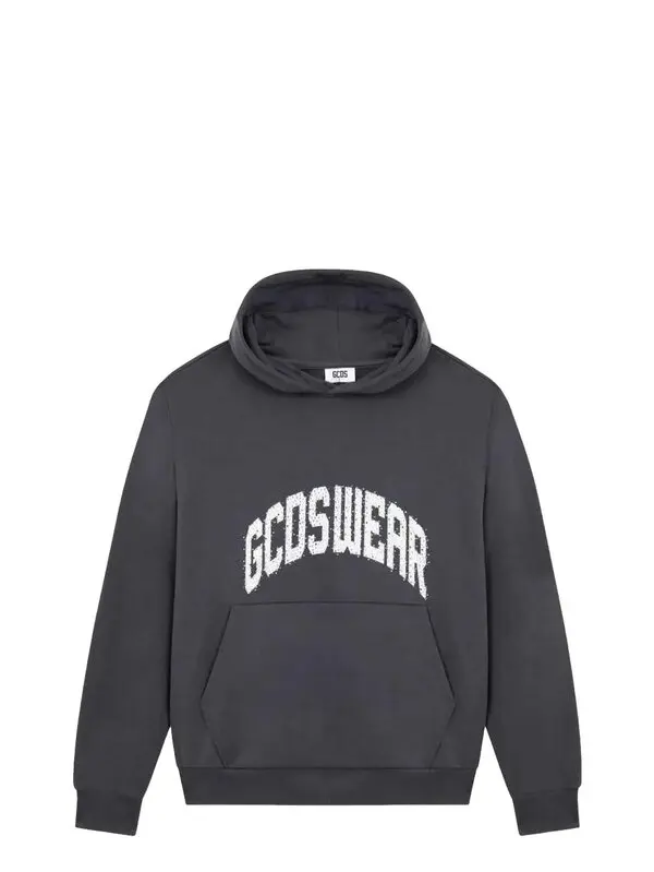 Gcds Rhinestone Embellished Hooded Sweatshirt - Grey