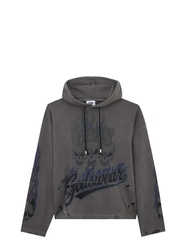 Gcds Graphic Print Hoodie - Grey