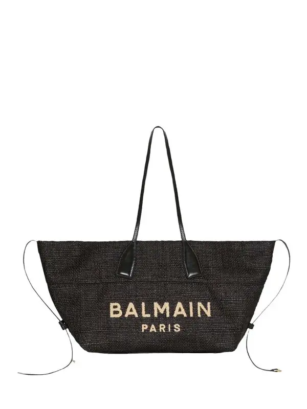 Balmain Track Tote Bag With Embroidery - Black