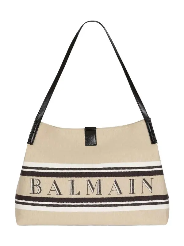 Balmain Release Medium Tote Bag With Logo - Brown