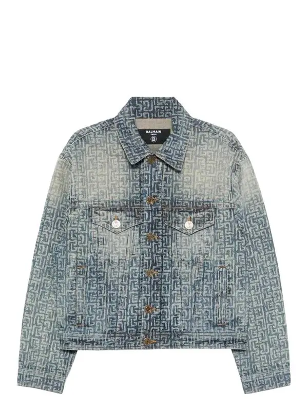 Balmain Monogrammed Denim Jacket - Blue