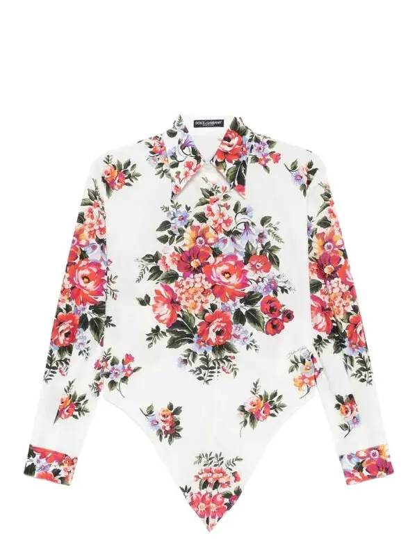Dolce & Gabbana Long-sleeved Floral Shirt - White