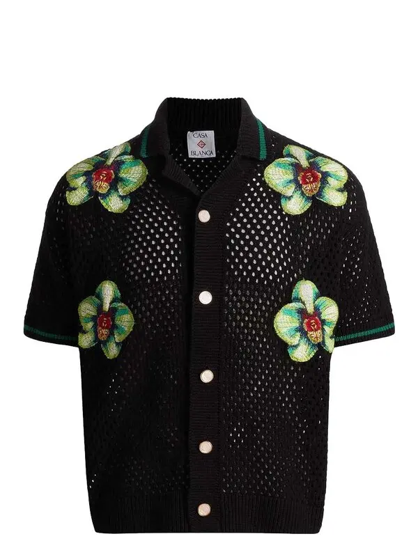 Casablanca Glitch Orchid Embroidered Crochet T-shirt - Multi