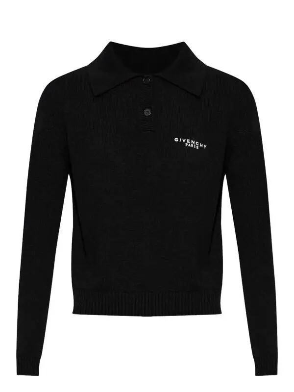 Givenchy Embroidered Wool-cashmere Polo Shirt - Black