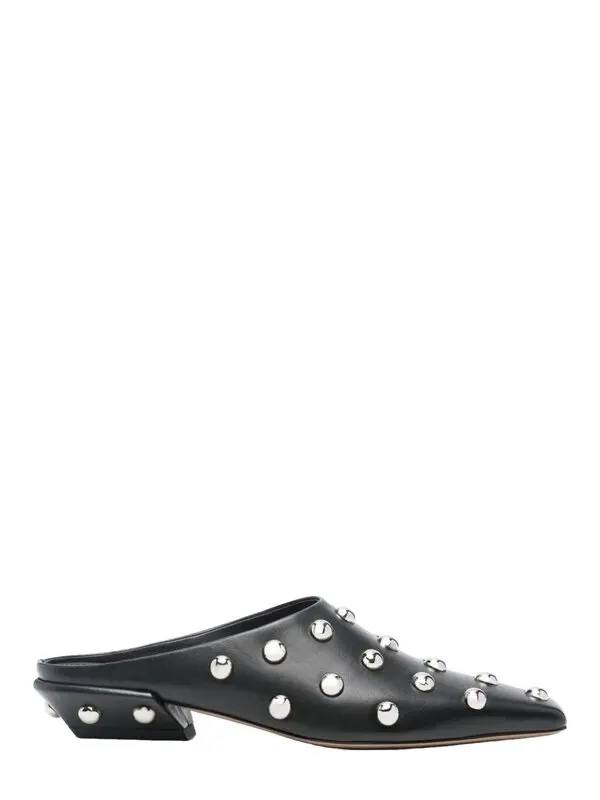 Paris Texas Studded Leather Mules - Black