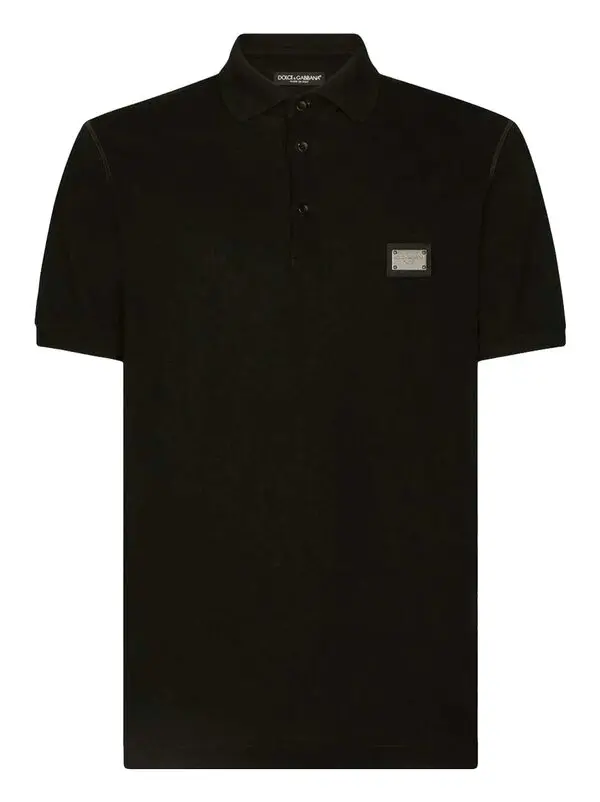 Dolce & Gabbana Polo Shirt With Applique - Black