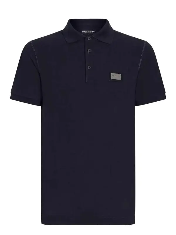 Dolce & Gabbana Polo Shirt With Applique - Blue